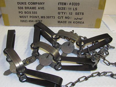 3 Duke #11 Long Spring Foothold Traps Mink Muskrat Gopher Trap coon0320 ...