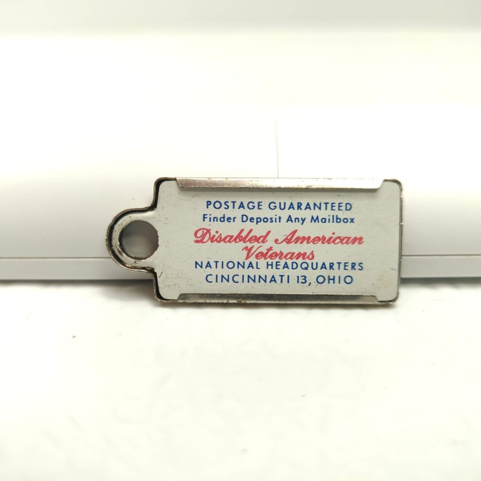 RARE VTG Disabled Veterans Mini License Plate Key Chain Ring ...