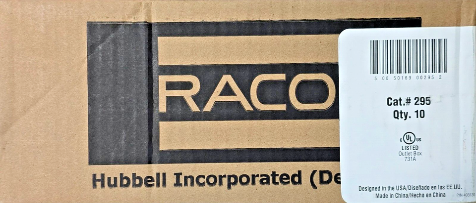 10 Pcs Hubbell Raco 295 Round 4" x 1/2" Deep Metal Ceiling Fan Support ...