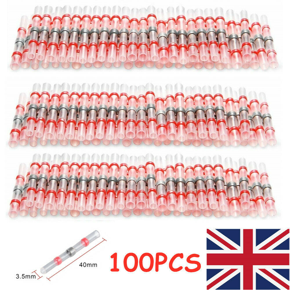 100pcs Red Heat Shrink Solder Wire Connectors Marine Stereo Electrical ...