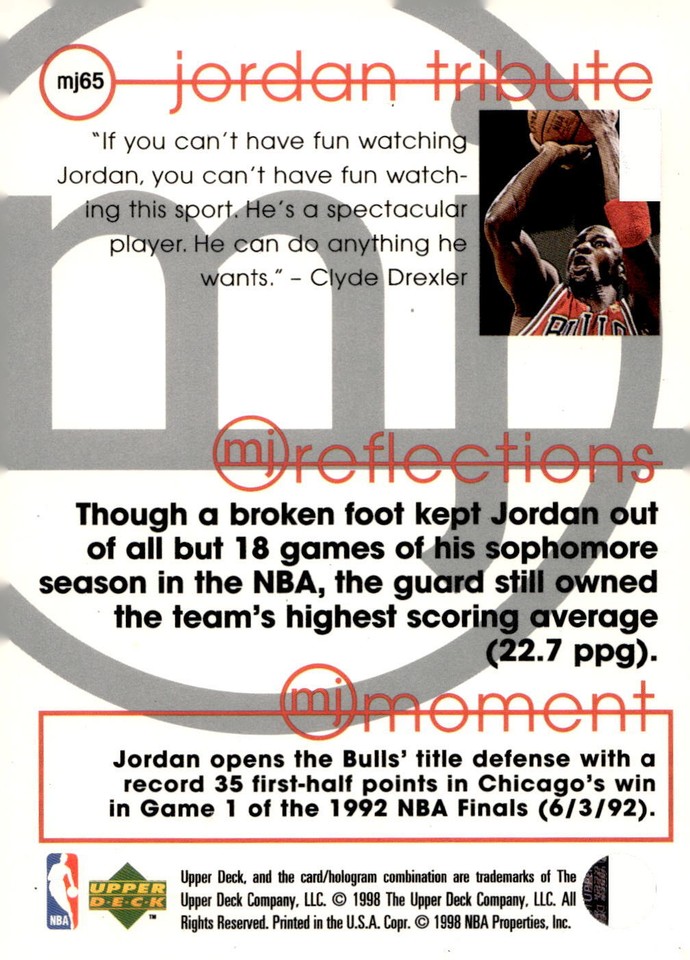 1997-98 Upper Deck Michael Jordan Tribute #MJ65 Michael Jordan | eBay