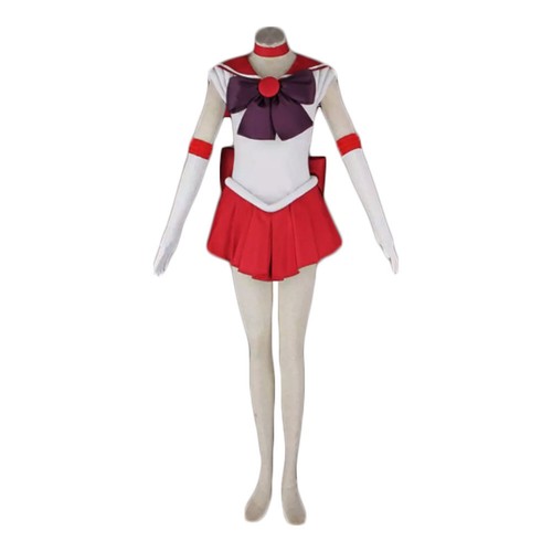 Woman's Halloween Sailor Mars Hino Rei Cosplay Costume Red Uniform ...