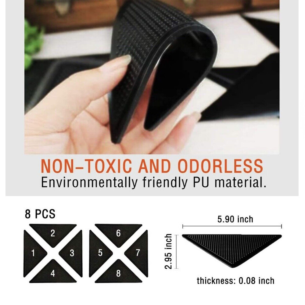 4 Pcs Carpet Anti-skid Stickers Pads Home Anti Curling Area Rug Black ...