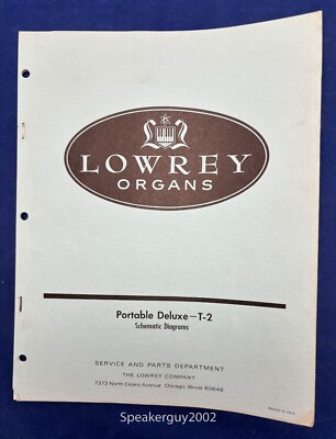 Original Lowrey Organs Schematic Manual / Portable Deluxe T-2 | eBay