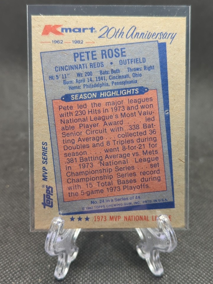 1982 Topps Kmart 20th Anniversary MVP Series - #24 - Pete Rose ...