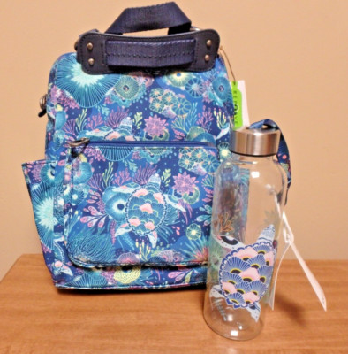 Sakroots Loyola Small Convertible Backpack and Water Bottle Royal Blue ...