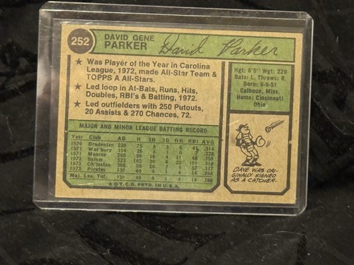 1974 Topps #252 ROOKIE Dave Parker EX cond C Pittsburgh Pirates ...