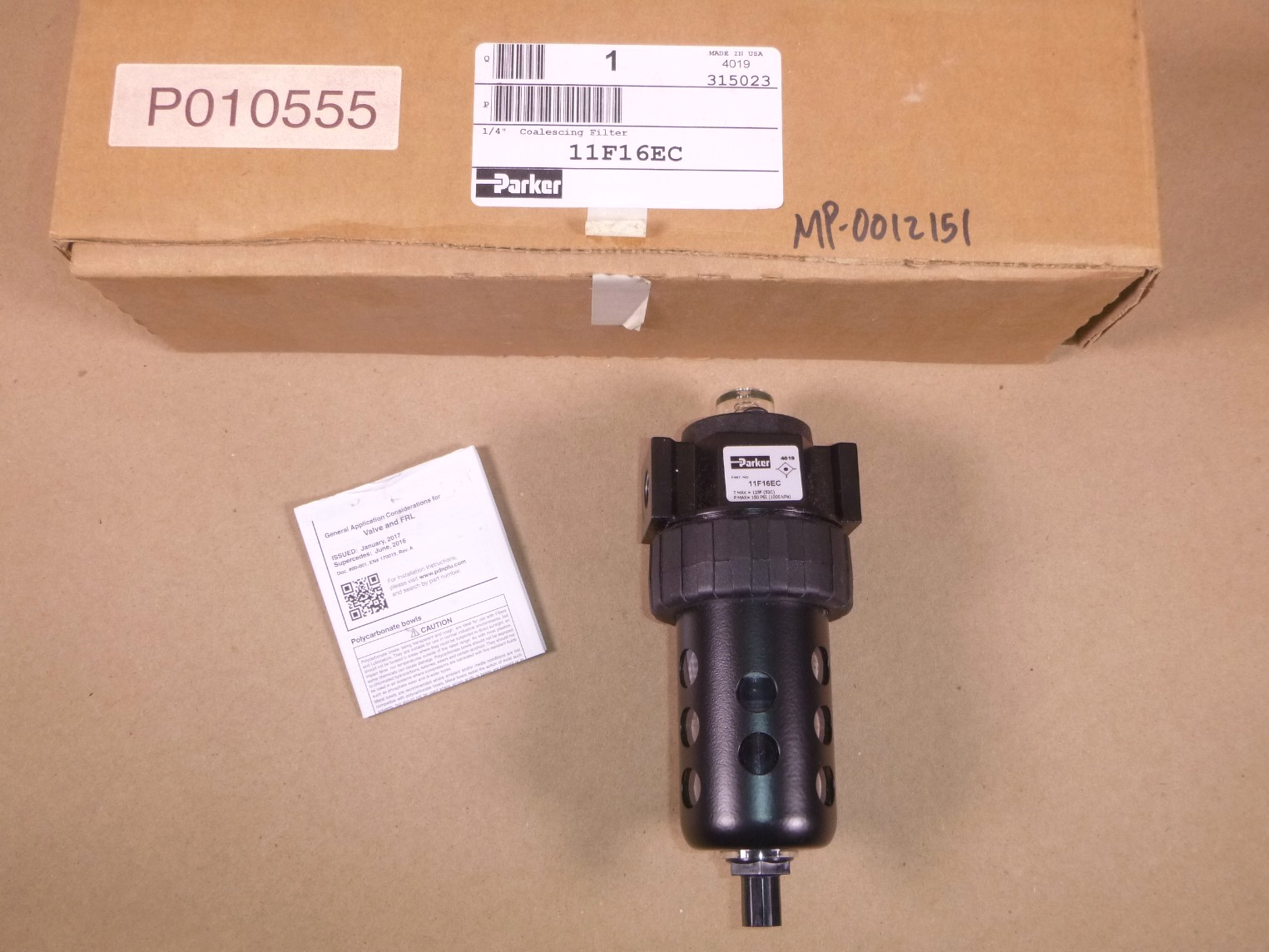 11F16EC Parker Prep-Air II Particulate/Coalescing Filter 1/4" Ports 15 ...