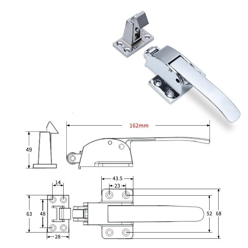 Cooler Door handle Latch Stainless Steel Spring Loaded walk In freezer ...