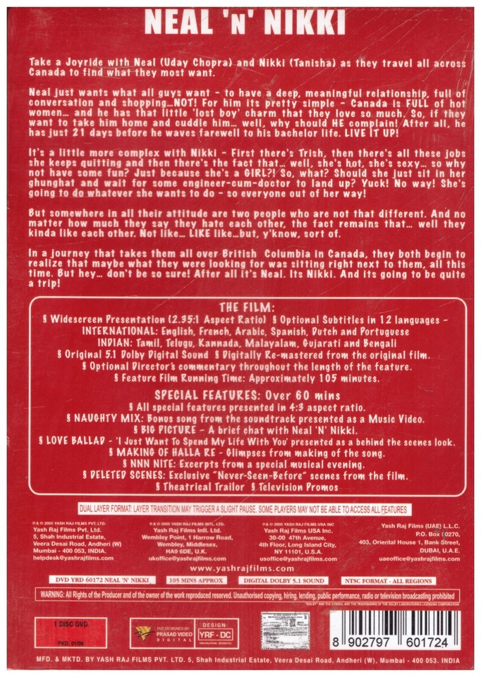 Neal N Nikki - uday chopra , Tanisha [Dvd] 1st edition yashraj Released ...