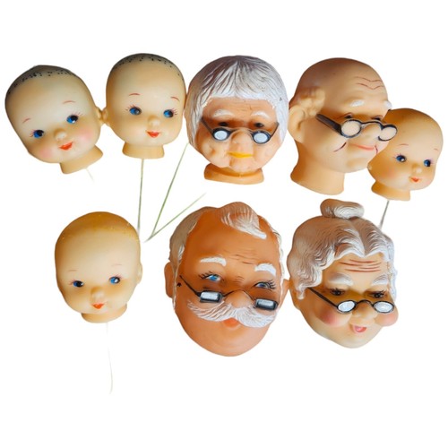 Vtg Lot Of 8 Rubber Doll Heads Crafting Dollmaking 4 Grandparents 4 ...