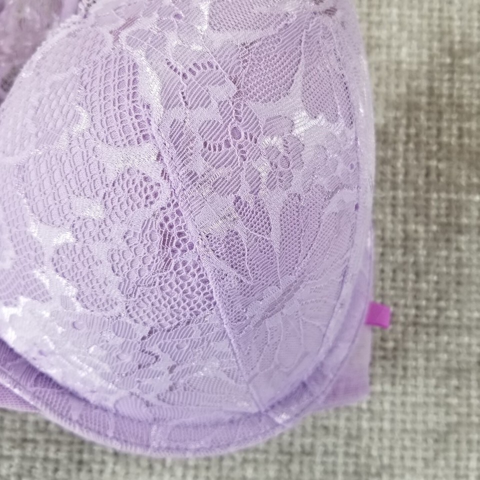 Victoria's Secret T-Strap Pushup Bra Women's 34DD Purple Lace Front ...