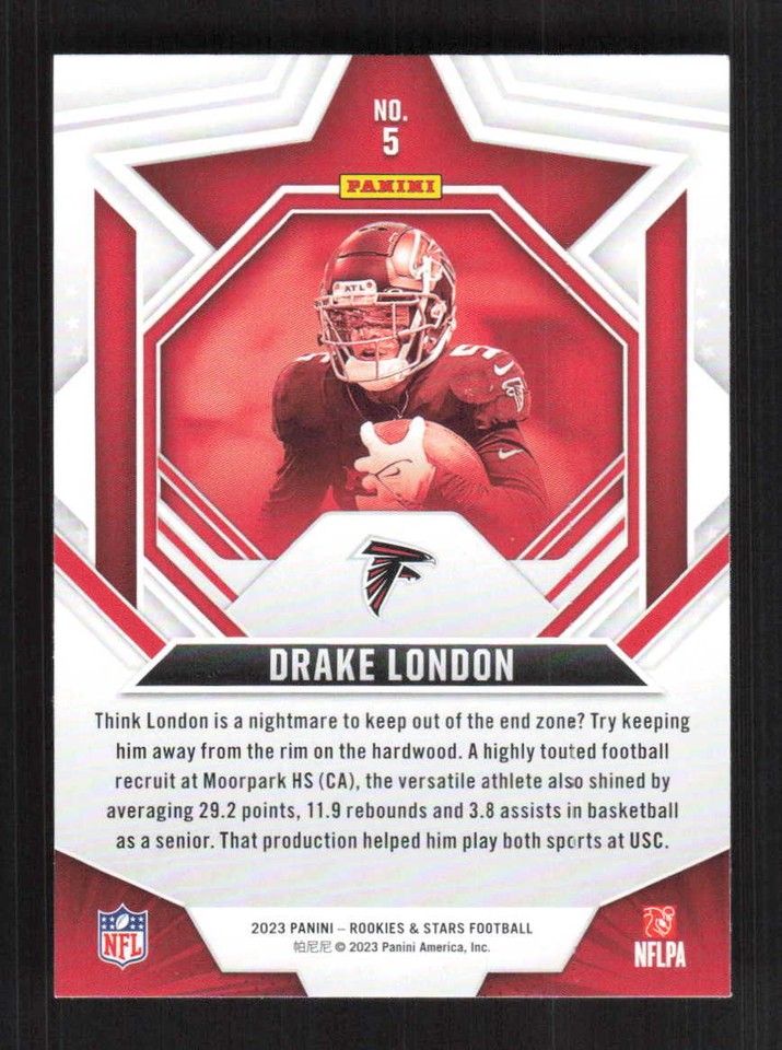 Drake London 2023 Panini Rookies & Stars Longevity Holo Atlanta Falcons ...
