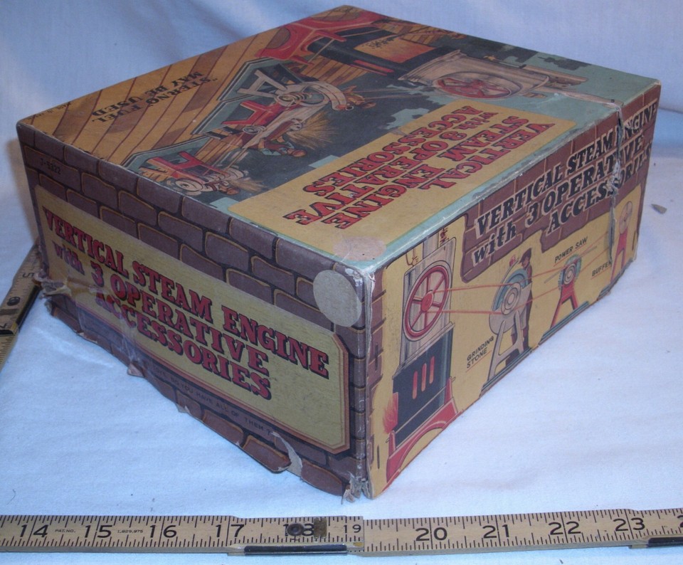 MARX VERTICAL STEAM ENGINE WITH ACCESSORIES TIN TOY BOX ONLY 1950s | eBay