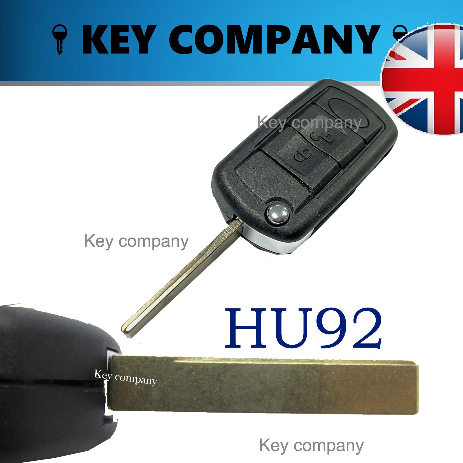 for Range Rover L322 03-09 3 button remote key fob repair case and HU92 ...