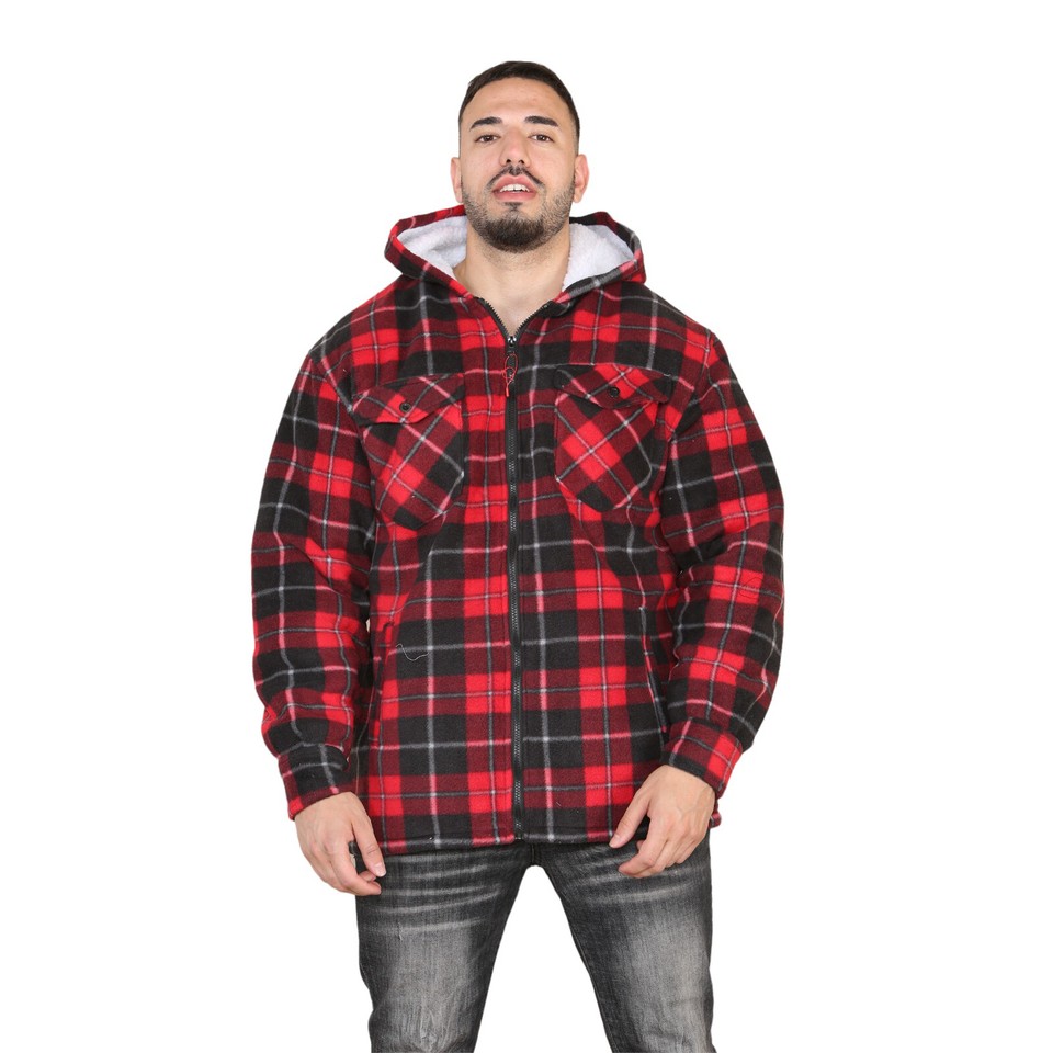 PADDED SHIRT FUR LINED LUMBERJACK FLANNEL WORK JACKET WARM THICK CASUAL ...