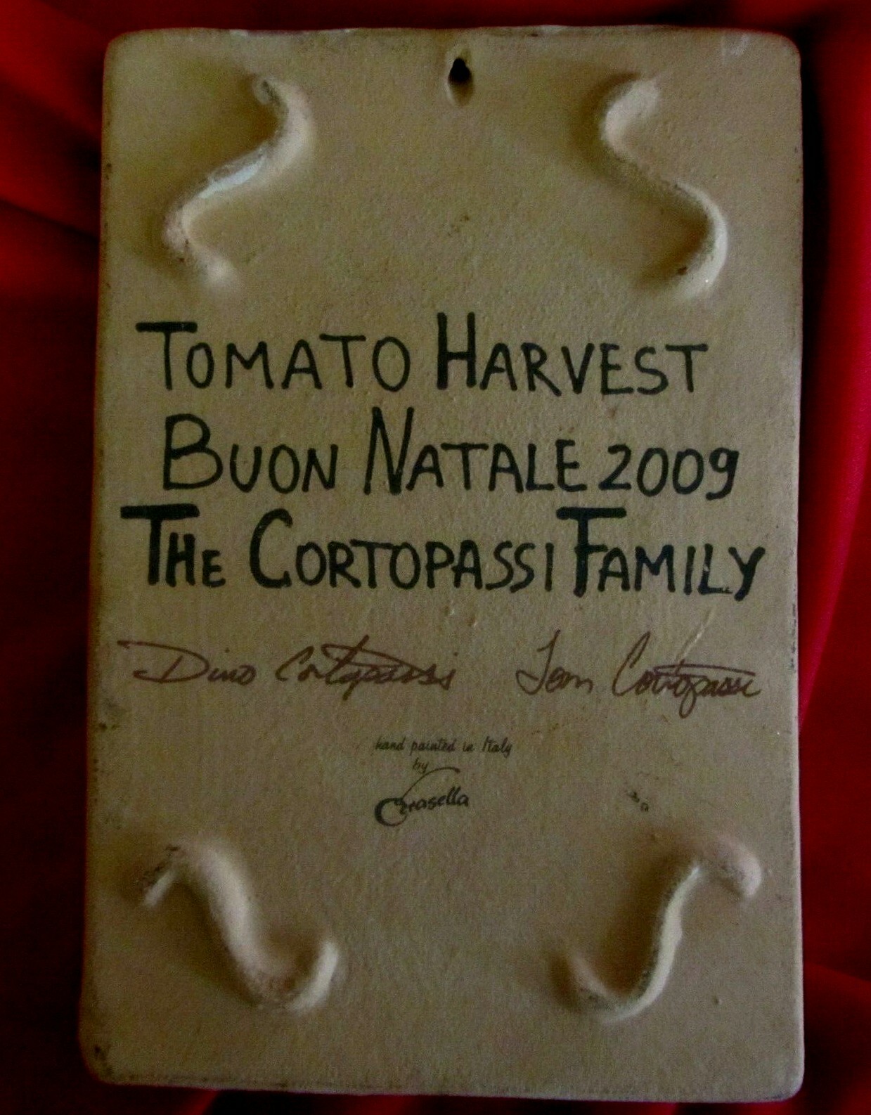 HAND-PAINTED BAKED CLAY TILE FROM ITALY--TOMATO HARVEST--CORTOPASSI ...