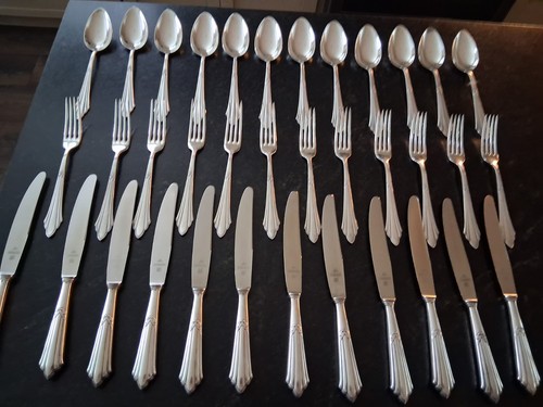 Vintage old German WMF Silverplate 90 Nirosta 60 piece silverware set ...