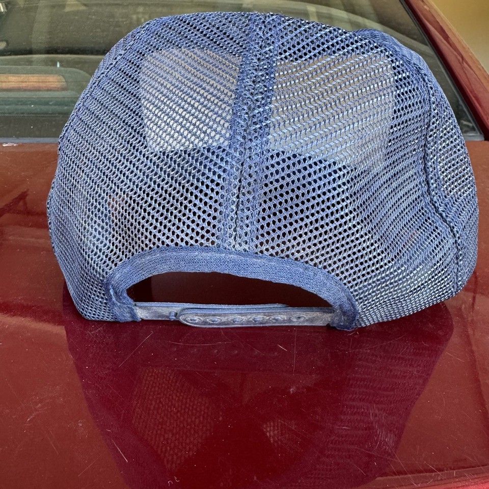 Vintage GE Snapback Hat Blue White Rope Mesh Trucker Foam Front Cap 80s ...