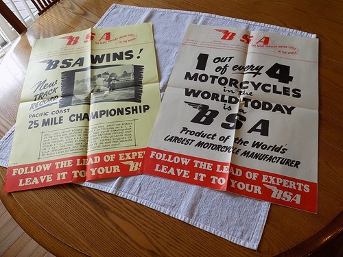 1953 ORIGINAL BSA DEALER POSTERS and Promotional Materials in Original ...