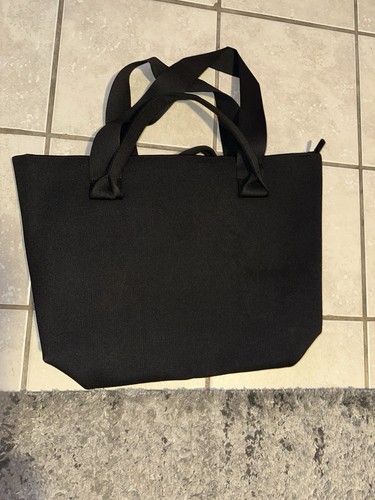 MUST HAVE JOY Black Medium Tote Bag Zip Top Detachable Strap Pockets ...