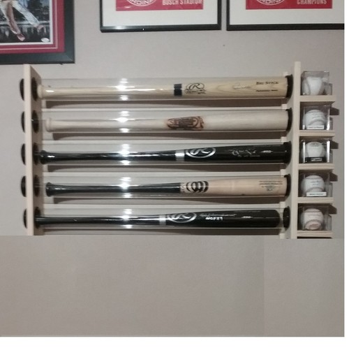 5 Bat - Wood Baseball Bat Display Rack w/ Shelves ( SEE DESCRIPTION ...