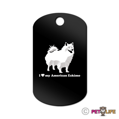 I Love My American Eskimo Engraved Keychain GI Tag dog eskie Many ...