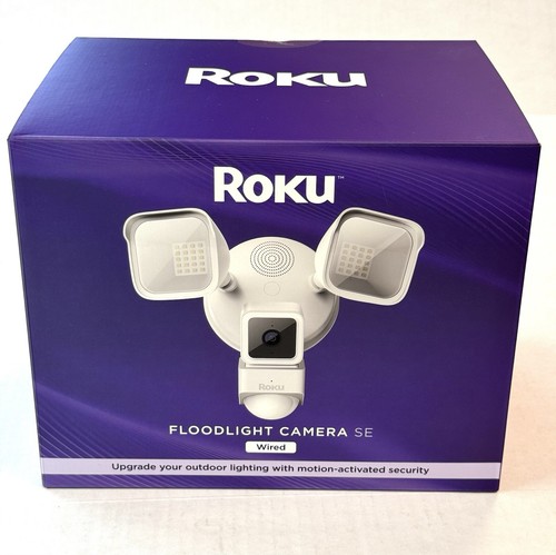 Roku Smart Home Floodlight Camera SE Wi-Fi Wired Security Surveillance ...