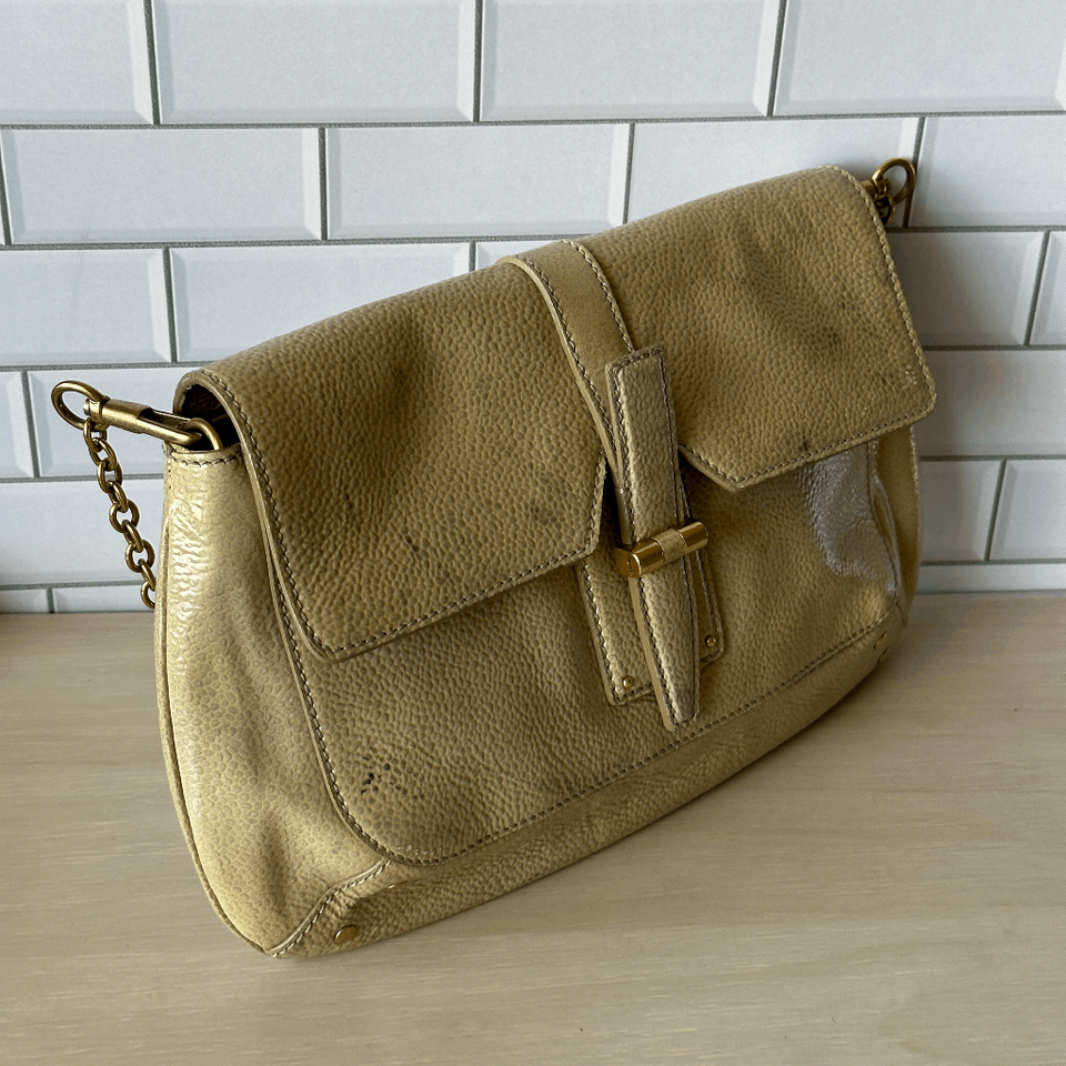 Saint Laurent Paris Beige Patent Leather Emma Chain Shoulder Bag | eBay