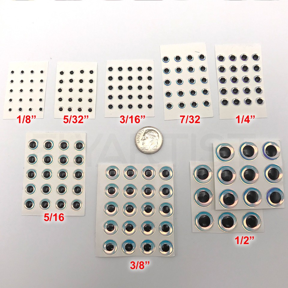 3D HOLOGRAPHIC FISH EYES - Fly Tying Fishing Lure Adhesive Stick-On ...