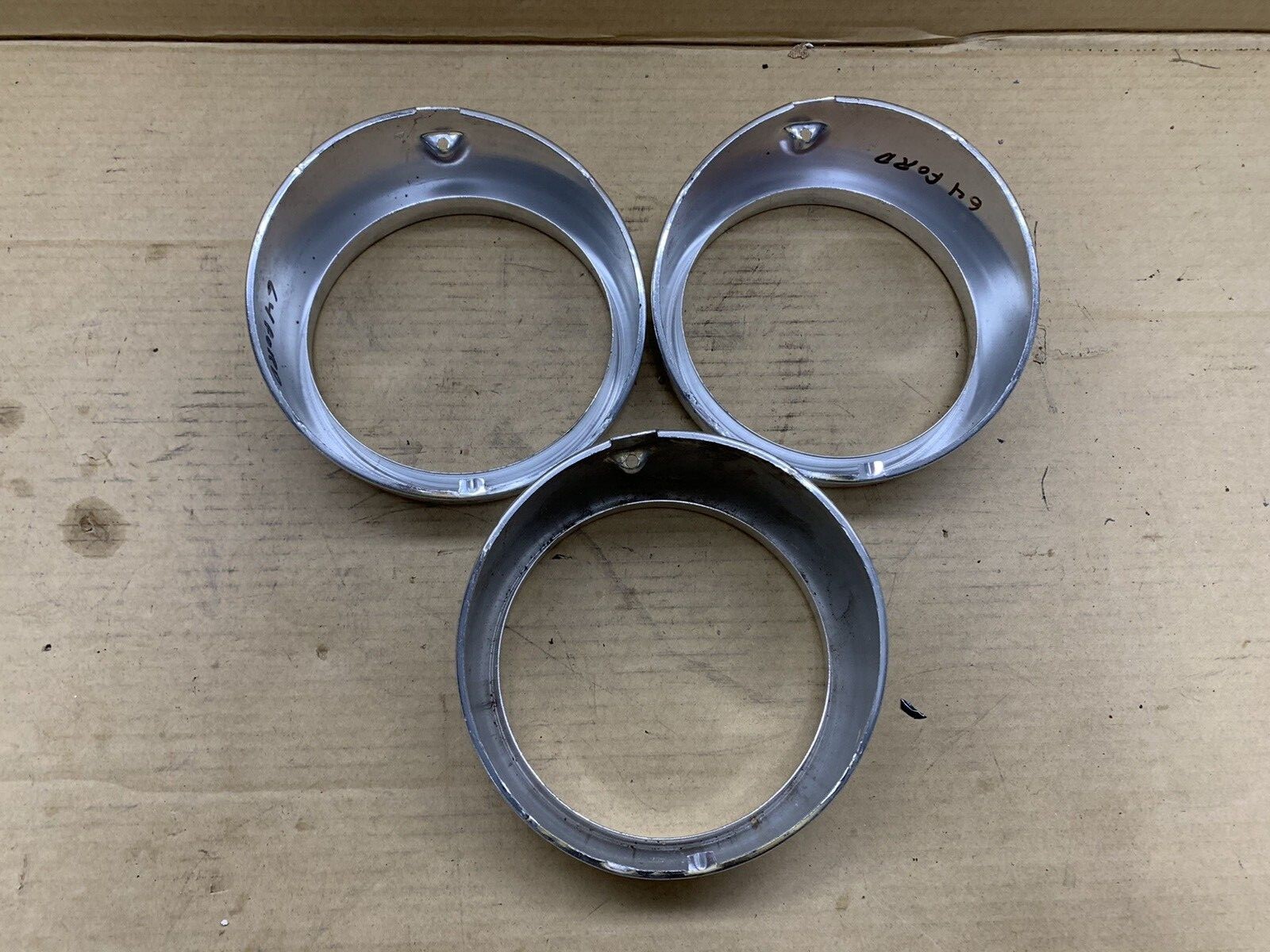 3x OEM classic Vintage 1964 64 Ford Galaxy XL Headlight Bezel Trim ...