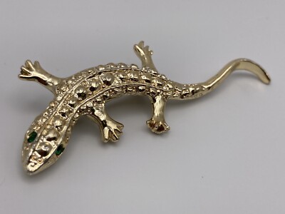 Rhinestone Lizard Pin With Green Eyes Gerry’s | eBay