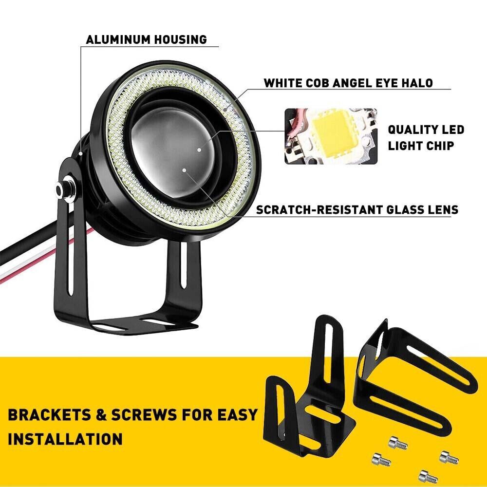 2PCS 3.5 Inch Car RGB LED Fog Light Projector Driving Lamp Angel Eye ...