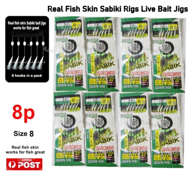 Real Fish Skin Sabiki Bait Jig Hook Yakka Herring Slimies Yellowtail ...