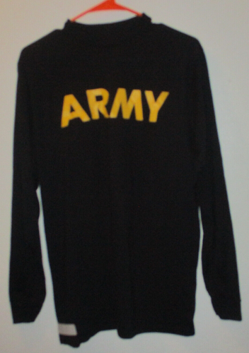 US Army APFU Long Sleeve Black PT T-Shirt Physical Fitness Uniform Size ...