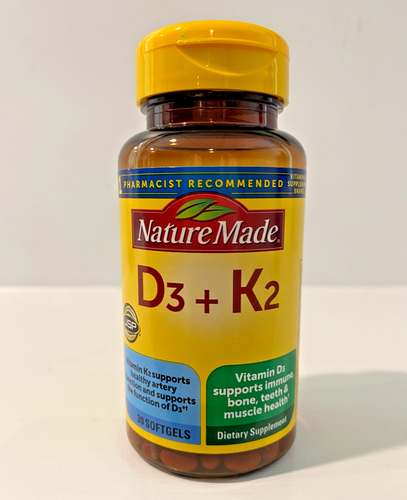 Nature Made Vitamin D3 + K2, Dietary Supplement, GF, 30 Softgels, USP ...