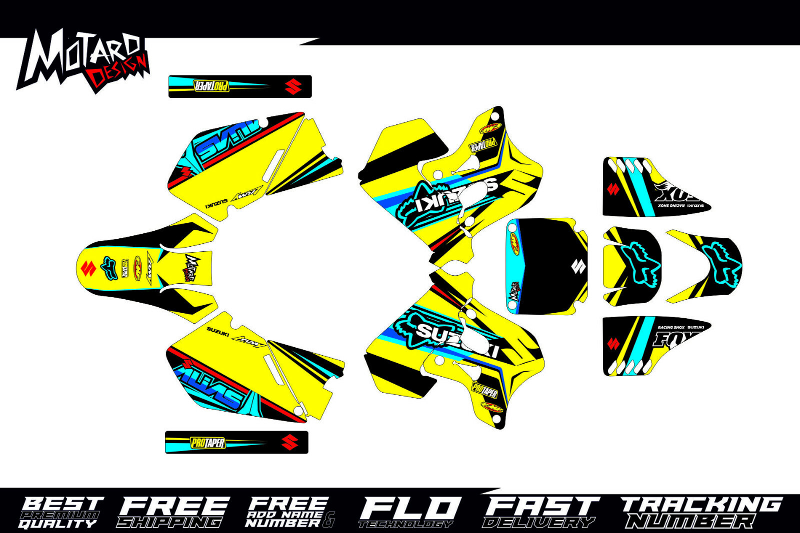Suzuki RM 125 250 1996 1997 1998 Fasthouse Graphics Kit Enduro ...