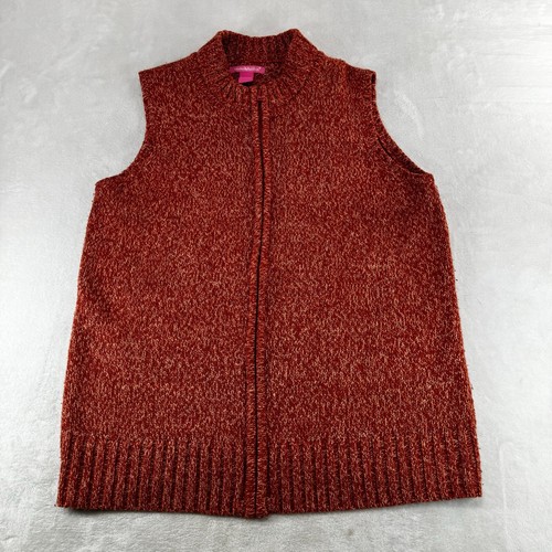 Woman Within Rust Zip Up Knit Sweater Vest Women Size: L | eBay