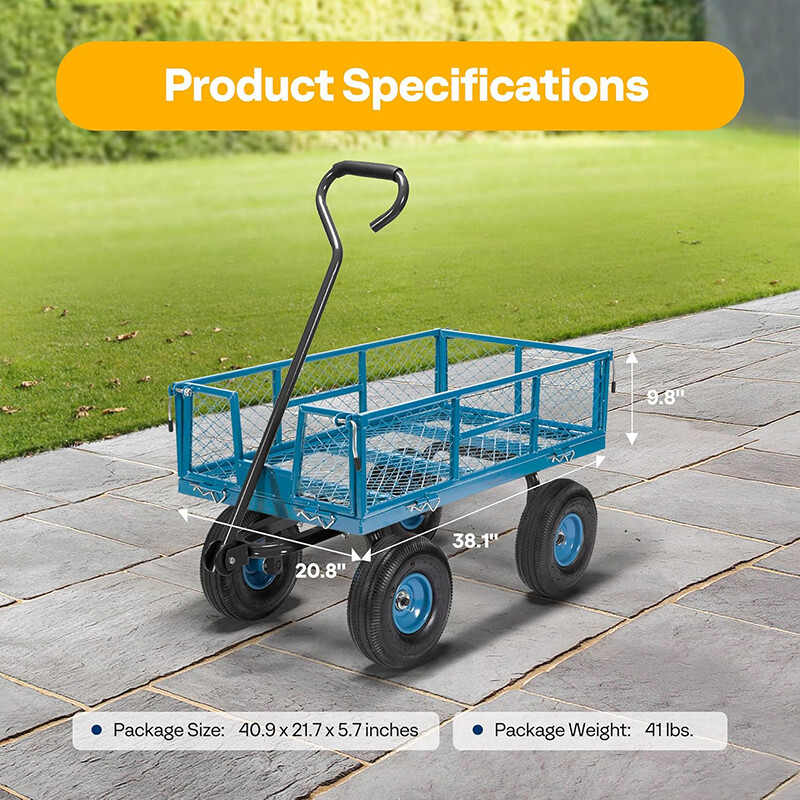 880 Lbs Garden Carts Heavy-Duty Yard Mesh Wagon Cart Steel Lawn Utility ...