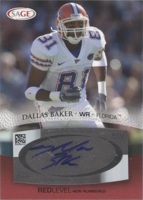 2007 SAGE Autographed Football - Autographs Dallas Baker #A3 Red (AU ...