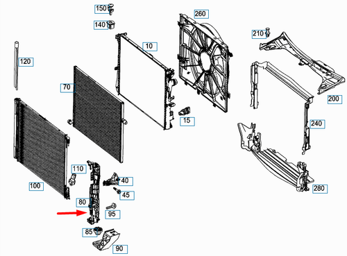 MERCEDES-BENZ C-CLASS W205 Radiator Left Bracket A0995040140 New ...
