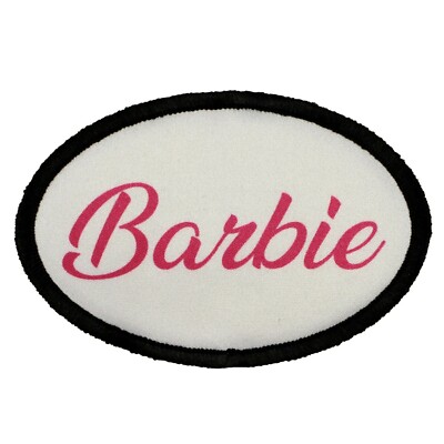 Barbie Name Tag Patch Costume Girl Badge Sign Dye Sublimation Iron On ...