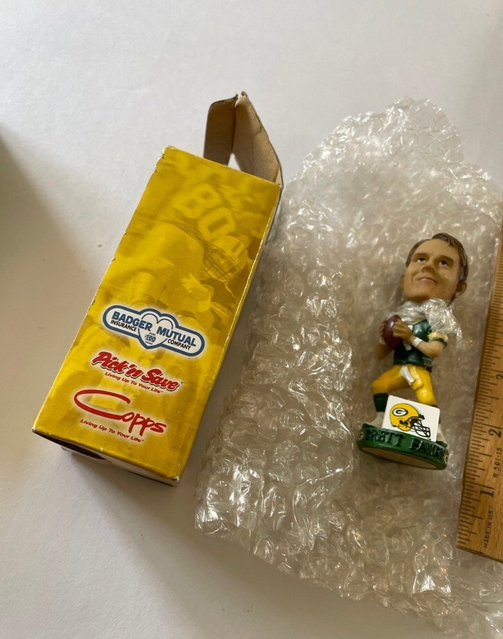 VINTAGE BRETT FAVRE GREEN BAY PACKERS MINI BOBBLEHEAD COPPS PICK N SAVE ...
