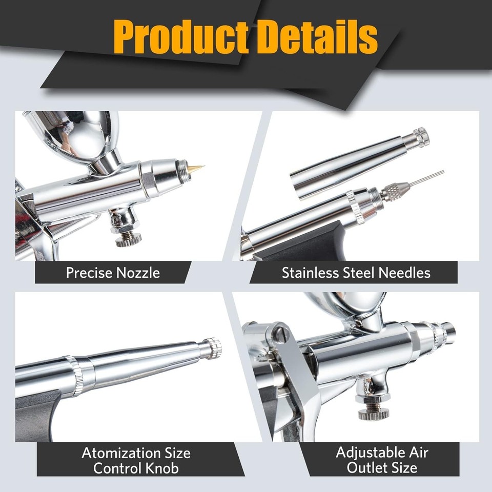 Airbrush Kit Air Brush Painting Set Double Action Trigger Airbrush Gun ...