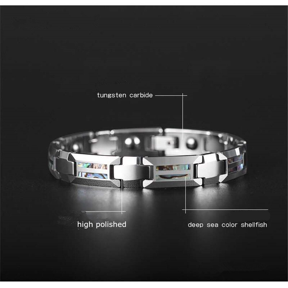 10MM Tungsten Carbide Bracelet 2-Rows Abalone Shell Health Magnetic ...