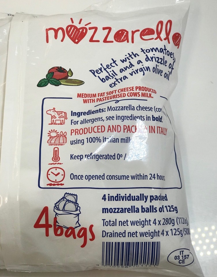 Italian Fresh Mozzarella Cheese 4 Bags . 4 X 125g Drained . Italian ...