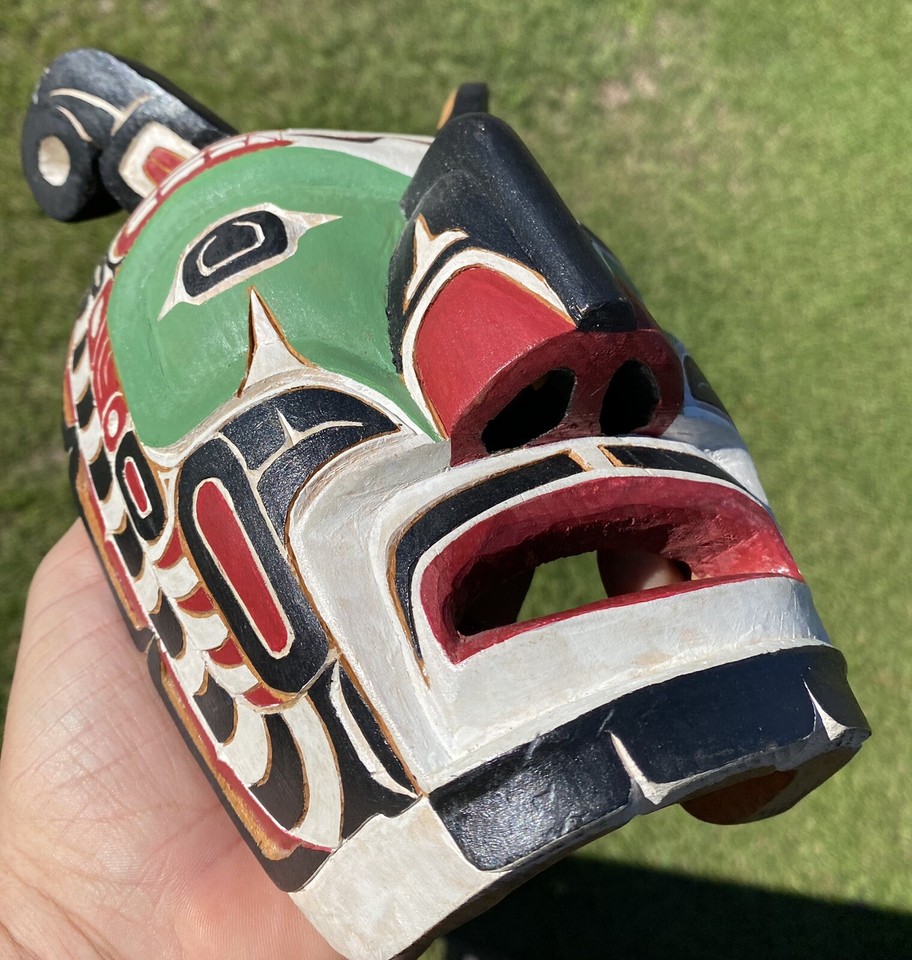 Northwest Coast Carved CedarSisiyutl Mask Signed By Tlingit Native ...
