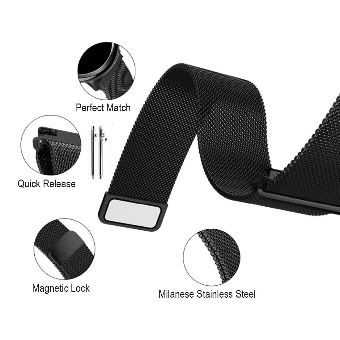 18mm Milanese Loop Watch Band wrist Strap For Huawei / Withings ...