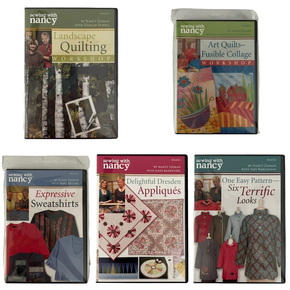 Sewing with Nancy Set of 5 DVDs Appliques Landscape Quilting Fusible ...