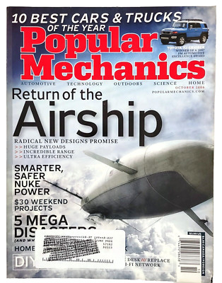 2006 Popular Mechanics Magazine October Return Of The Airship, Safer ...